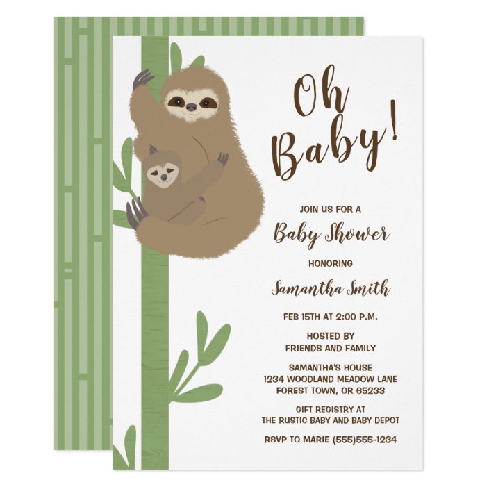Sloth Baby Shower Invitation | Zazzle.com