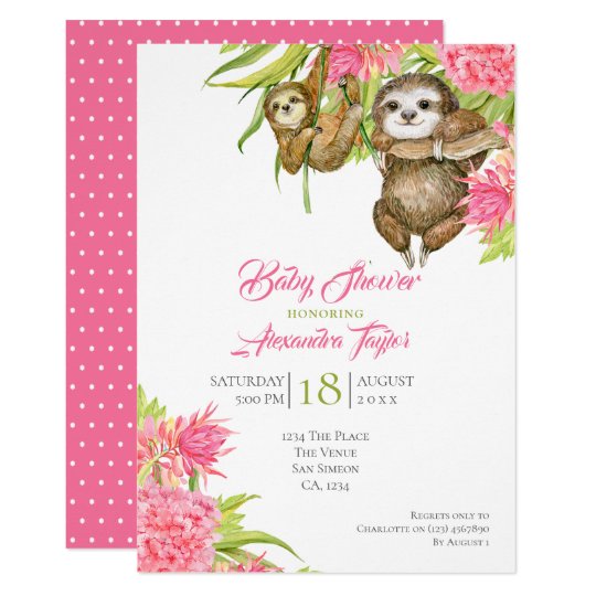 Sloth Baby Shower Personalized Invitation | Zazzle.com