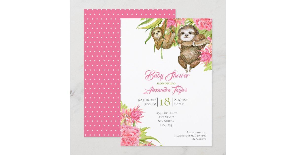 Sloth Baby Shower Personalized Invitation | Zazzle