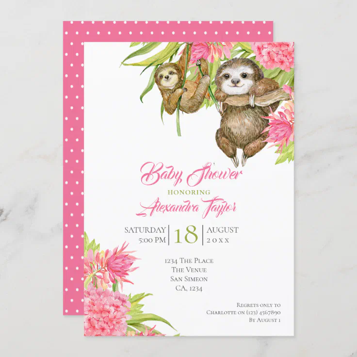 Sloth Baby Shower Personalized Invitation | Zazzle