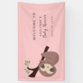 Sloth Baby Shower Pink Welcome Cute Jungle Party Banner | Zazzle