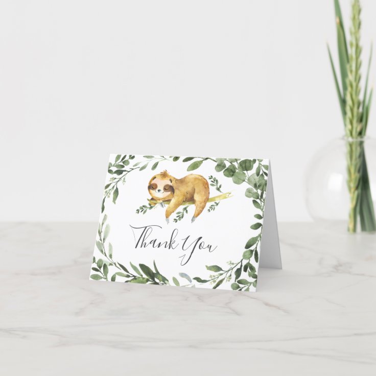 Sloth Baby Shower Thank You Card | Zazzle