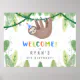 Sloth Birthday Party in Blue & White Welcome Sign | Zazzle