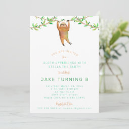 Sloth Birthday Party Invitation | Zazzle