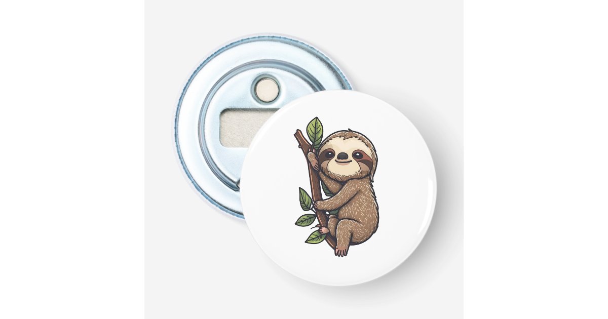 Sloth cartoon illustration bottle opener | Zazzle
