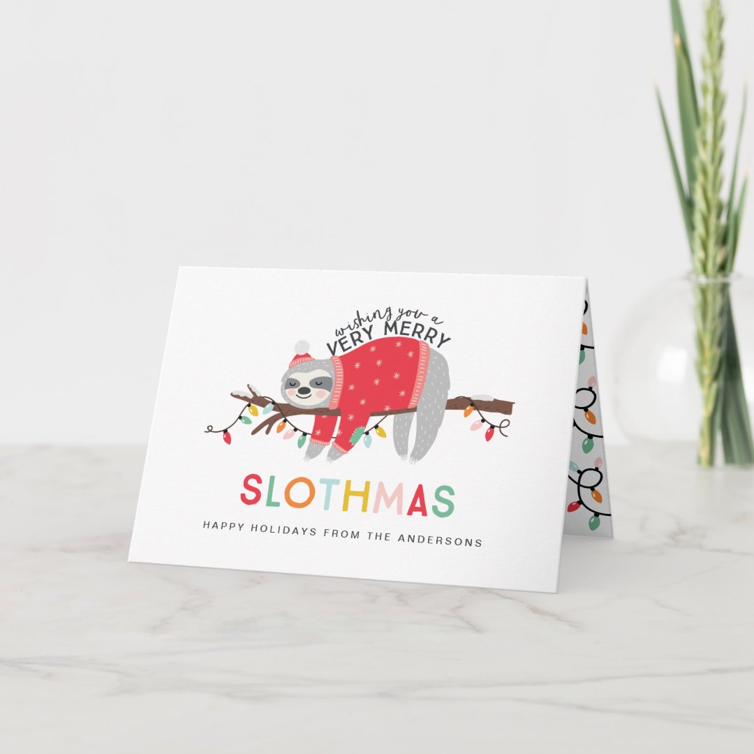 Sloth Christmas Holiday card. Card | Zazzle