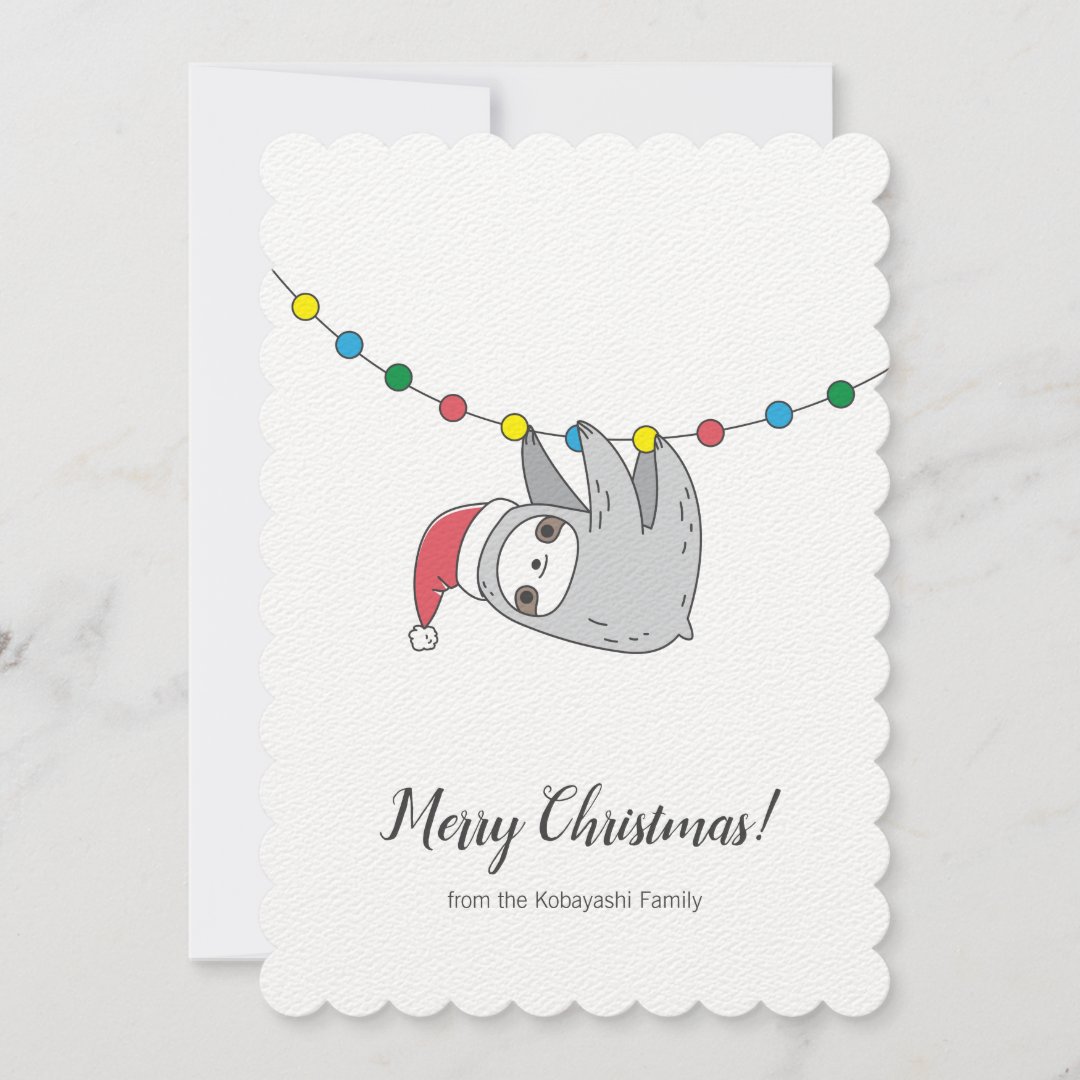 Sloth Christmas Thank You Card | Zazzle
