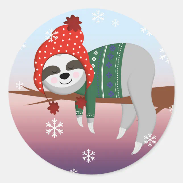 Sloth Classic Round Sticker | Zazzle