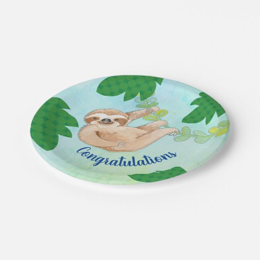 Sloth Congratulations Baby Shower Party Plate | Zazzle