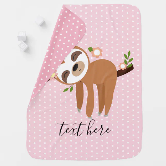 sloth, cute sloth, animal illustration baby blanket | Zazzle