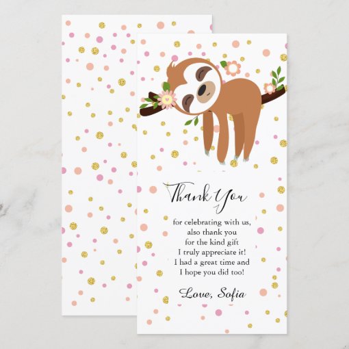 sloth, cute sloth, animal illustration thank you card | Zazzle