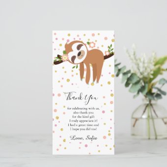 sloth, cute sloth, animal illustration thank you card | Zazzle