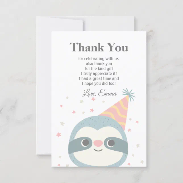 sloth, cute sloth, animal, thank you card | Zazzle