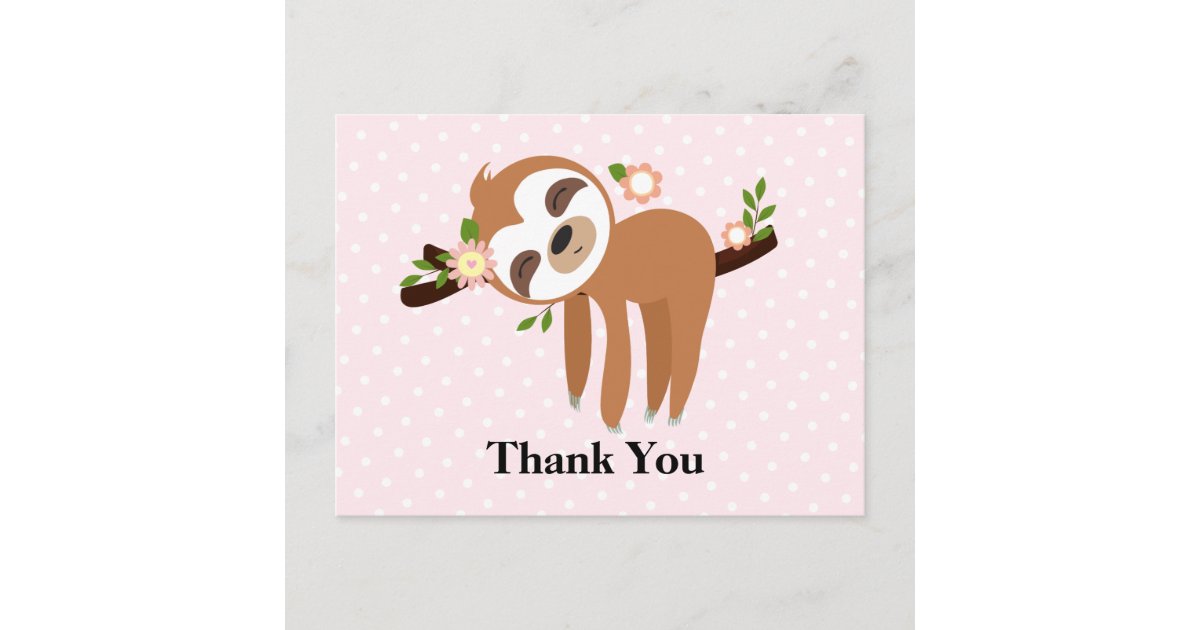 sloth, cute sloth, animal thank you card | Zazzle