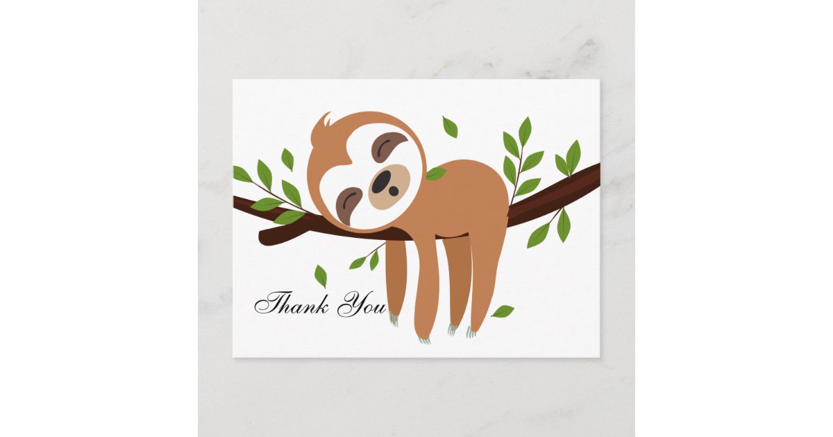 sloth, cute thank you card | Zazzle