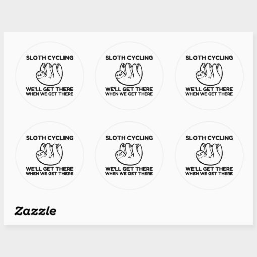 Sloth Cycling Classic Round Sticker Zazzle