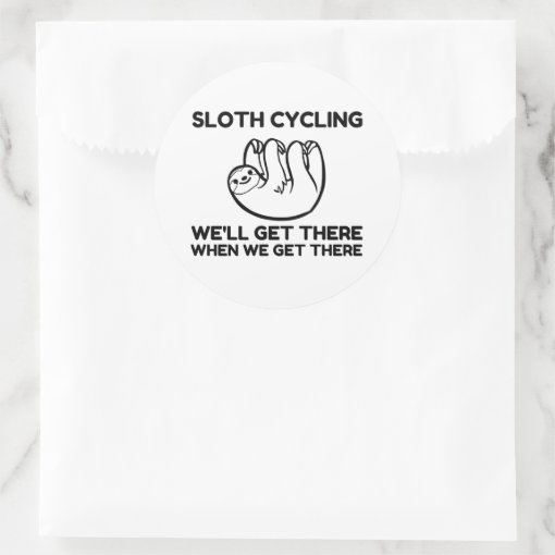 Sloth Cycling Classic Round Sticker Zazzle