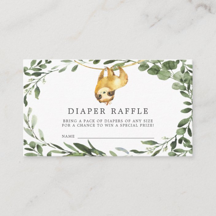 Sloth Diaper Raffle Baby Shower Card | Zazzle.com