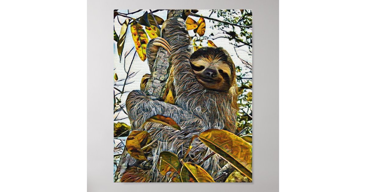 Sloth Digital Painting Poster | Zazzle
