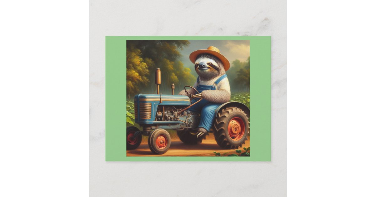 Sloth Farmer Postcard | Zazzle