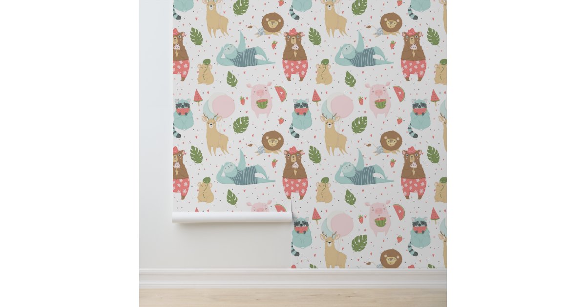Sloth & Friends Pattern Wallpaper | Zazzle