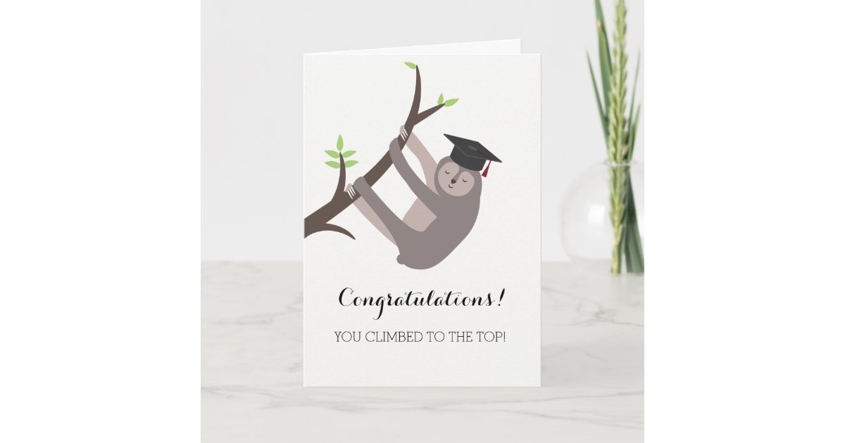Sloth Graduation Card with maroon tassel | Zazzle