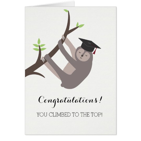 Sloth Graduation Card with maroon tassel | Zazzle.com