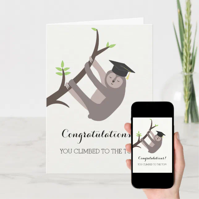 Sloth Graduation Card Yellow Gold | Zazzle