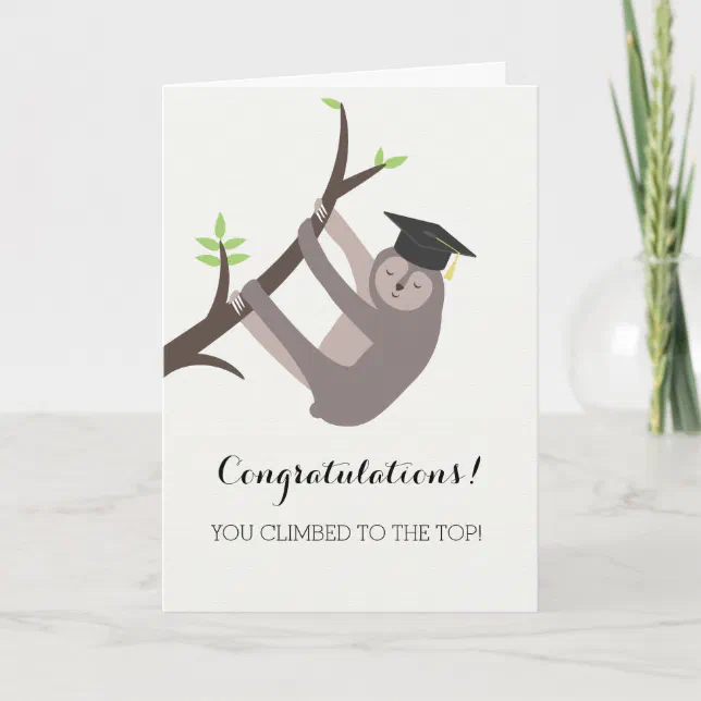 Sloth Graduation Card Yellow Gold | Zazzle