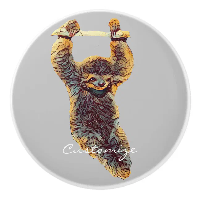 Sloth Hanging Out Thunder_Cove Ceramic Knob | Zazzle