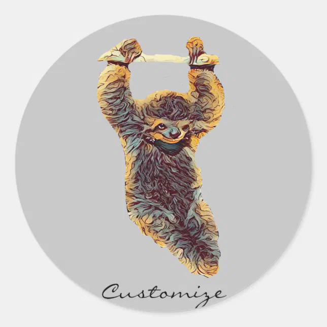 Sloth Hanging Out Thunder Cove Classic Round Sticker Zazzle