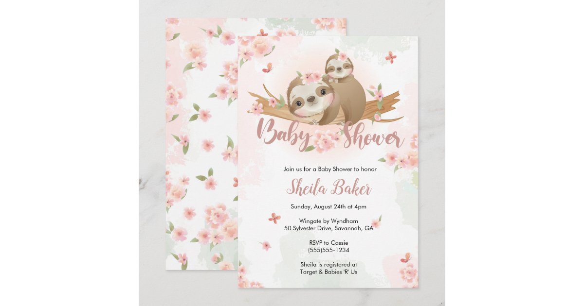 Sloth Invitation, Sloth Baby Shower Invitation | Zazzle