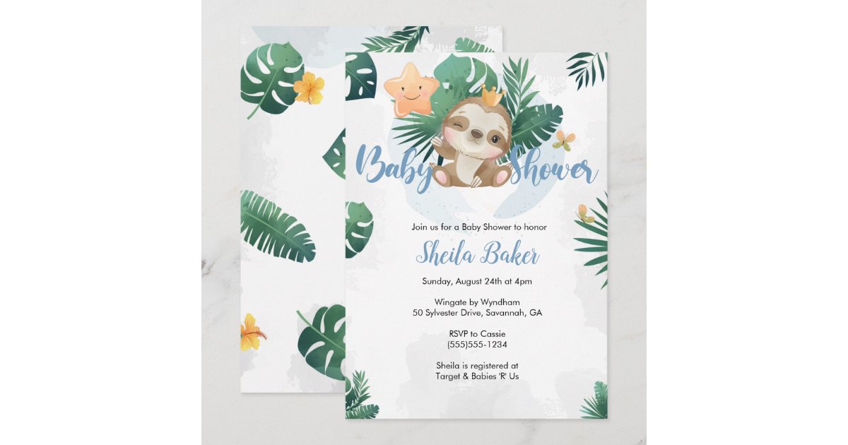 Sloth Invitation, Sloth Baby Shower Invitation | Zazzle