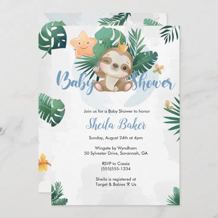 Sloth Invitation, Sloth Baby Shower Invitation | Zazzle