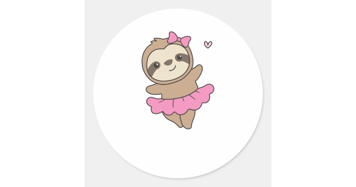 Sloth Is Dancing Ballet Cute Sloths Are Dancing Classic Round Sticker ...