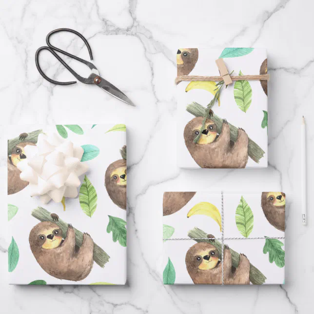 Sloth Kids Wrapping Paper Sheets | Zazzle