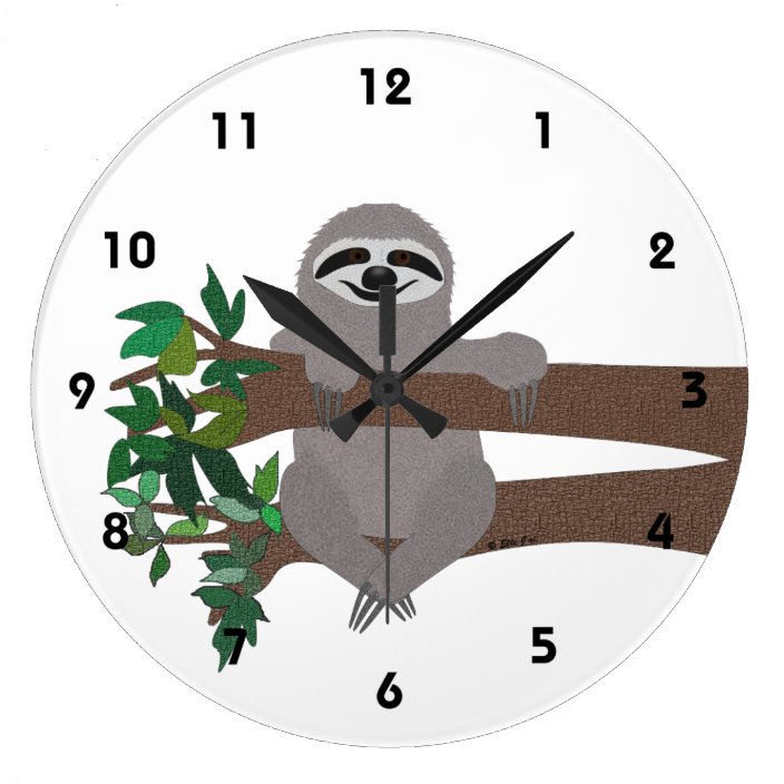 Sloth Large Clock | Zazzle.com