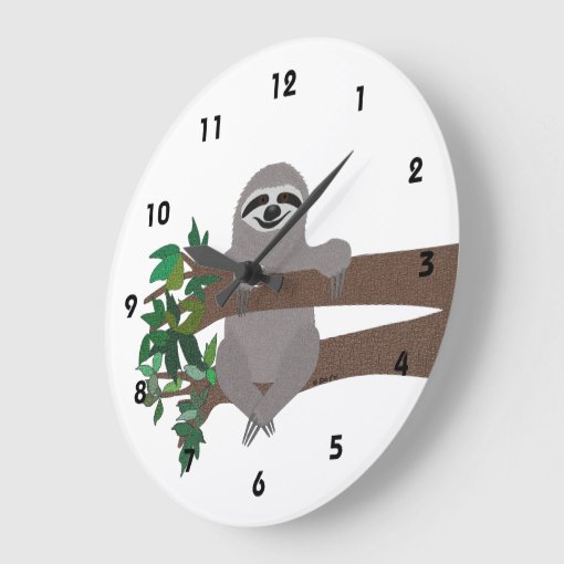 Sloth Large Clock | Zazzle