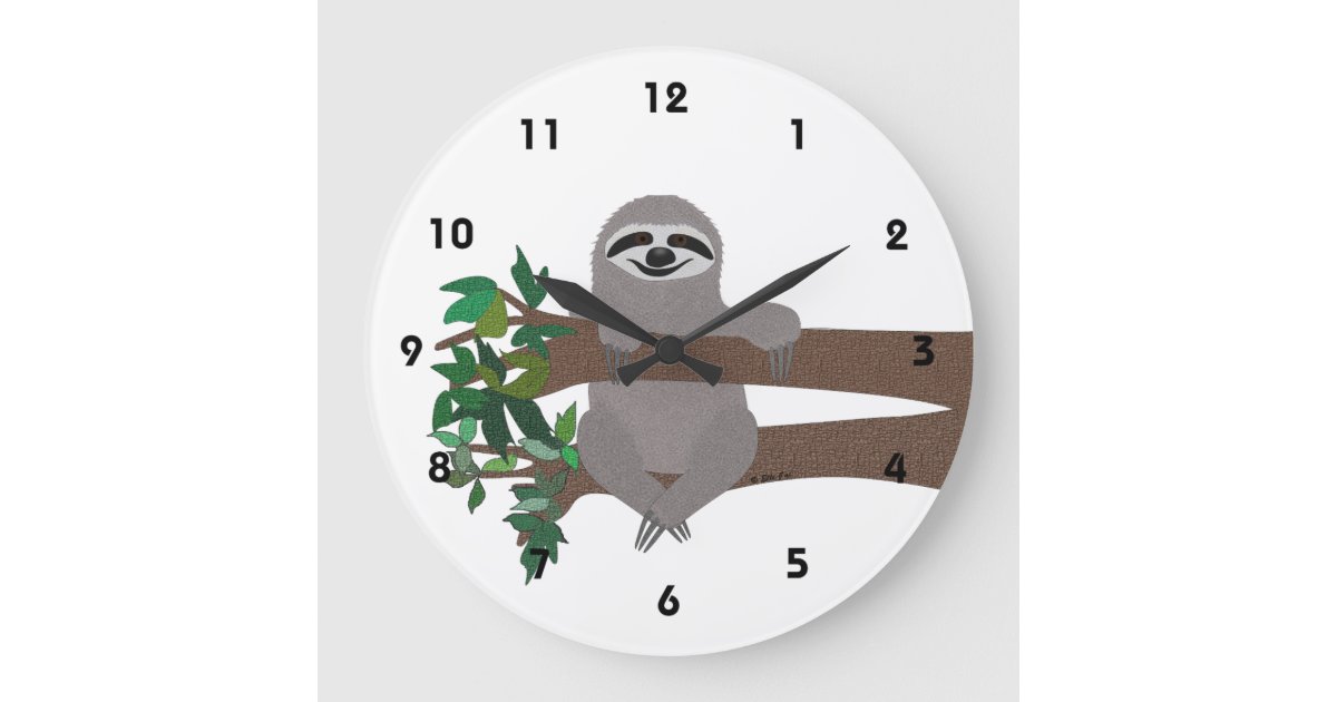 Sloth Large Clock | Zazzle