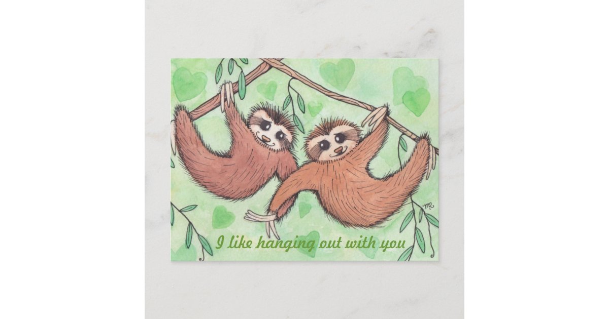 Sloth Love Valentine Holiday Postcard | Zazzle