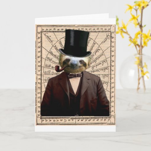 Sloth Man Victorian Steampunk Anthropomorphic Card | Zazzle