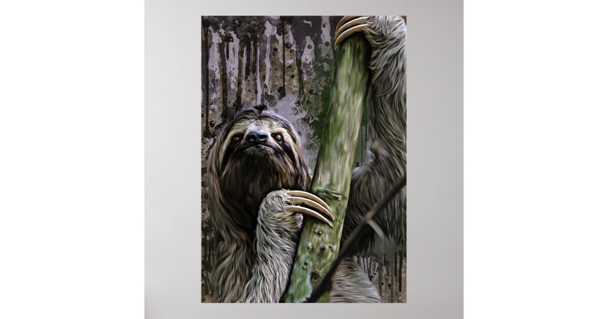 Sloth Paintings Poster | Zazzle