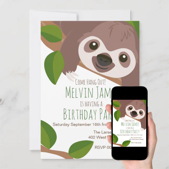 Sloth Party Invitation | Zazzle