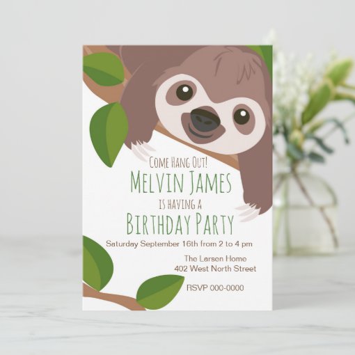 Sloth Party Invitation | Zazzle