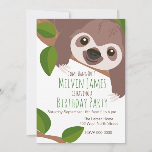 Sloth Party Invitation | Zazzle