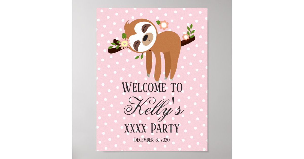 sloth , party welcome sign | Zazzle