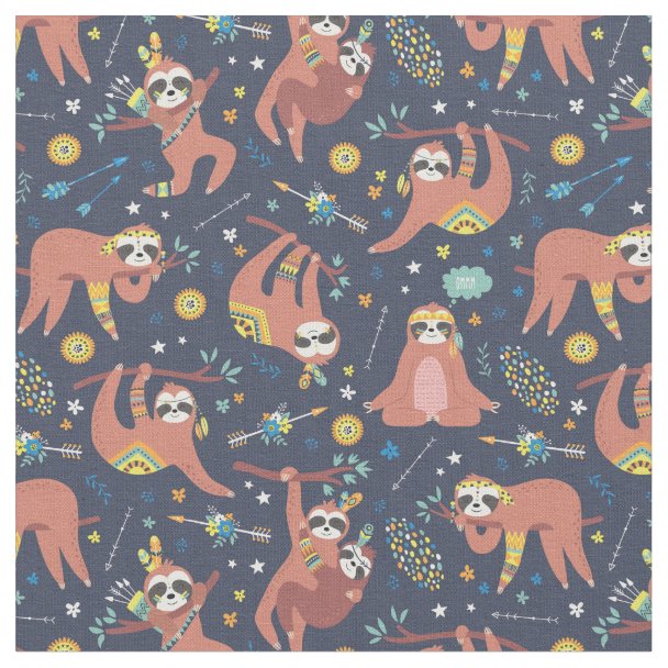 Adorable Sloth Fabric | Zazzle