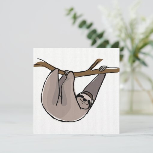 Sloth Square Greetings Card, Blank Card | Zazzle