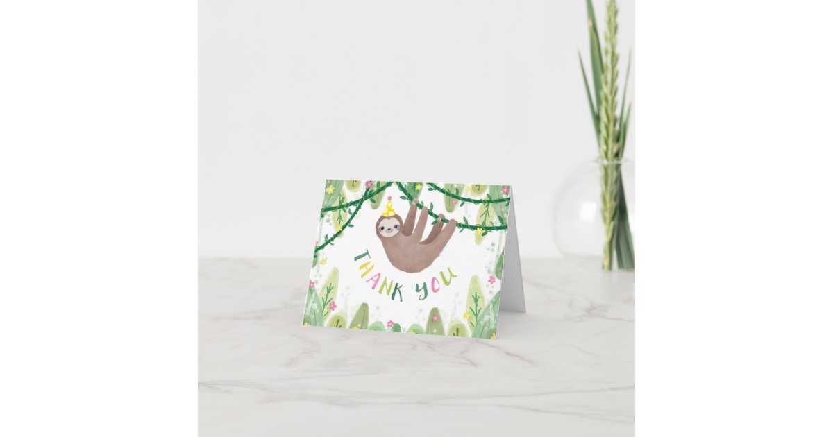 Sloth themed thank you card | Zazzle