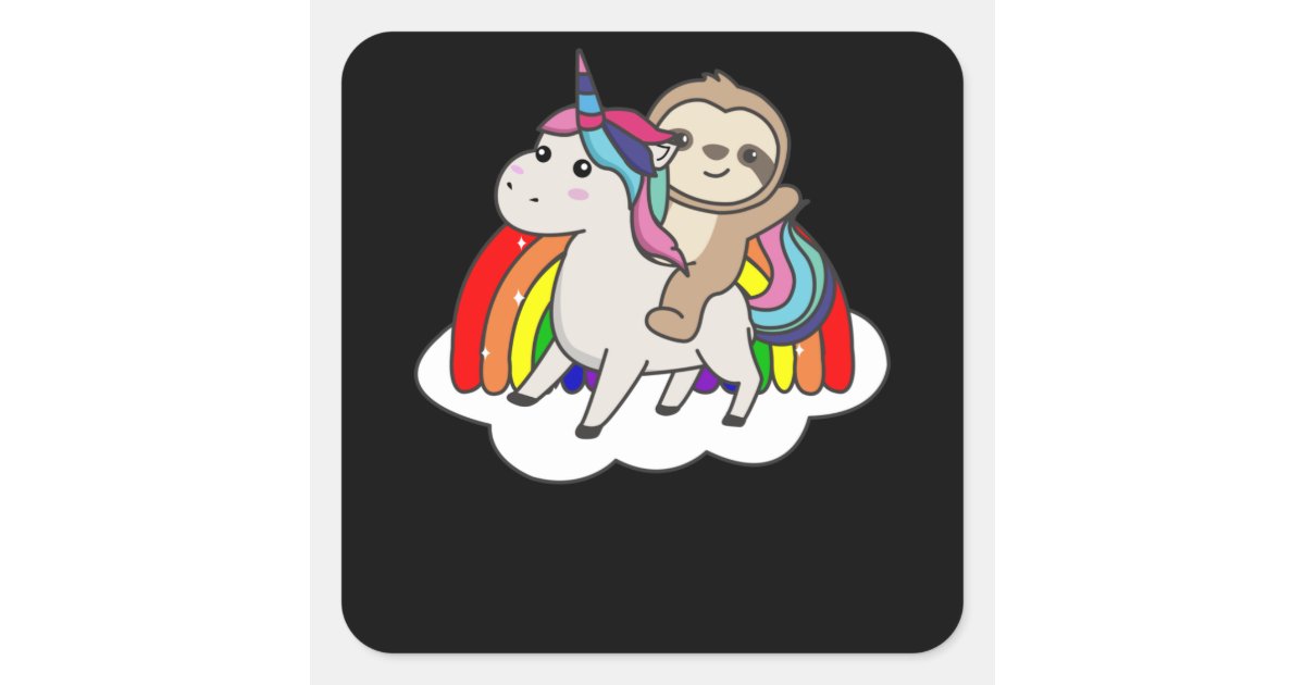 Sloth Unicorn Rainbow Animals Unicorns Square Sticker | Zazzle